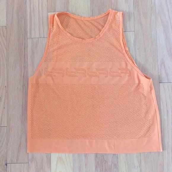 Fabletics | Tops | Fabletics Sunset Orange Mesh Workout Top | Poshmark